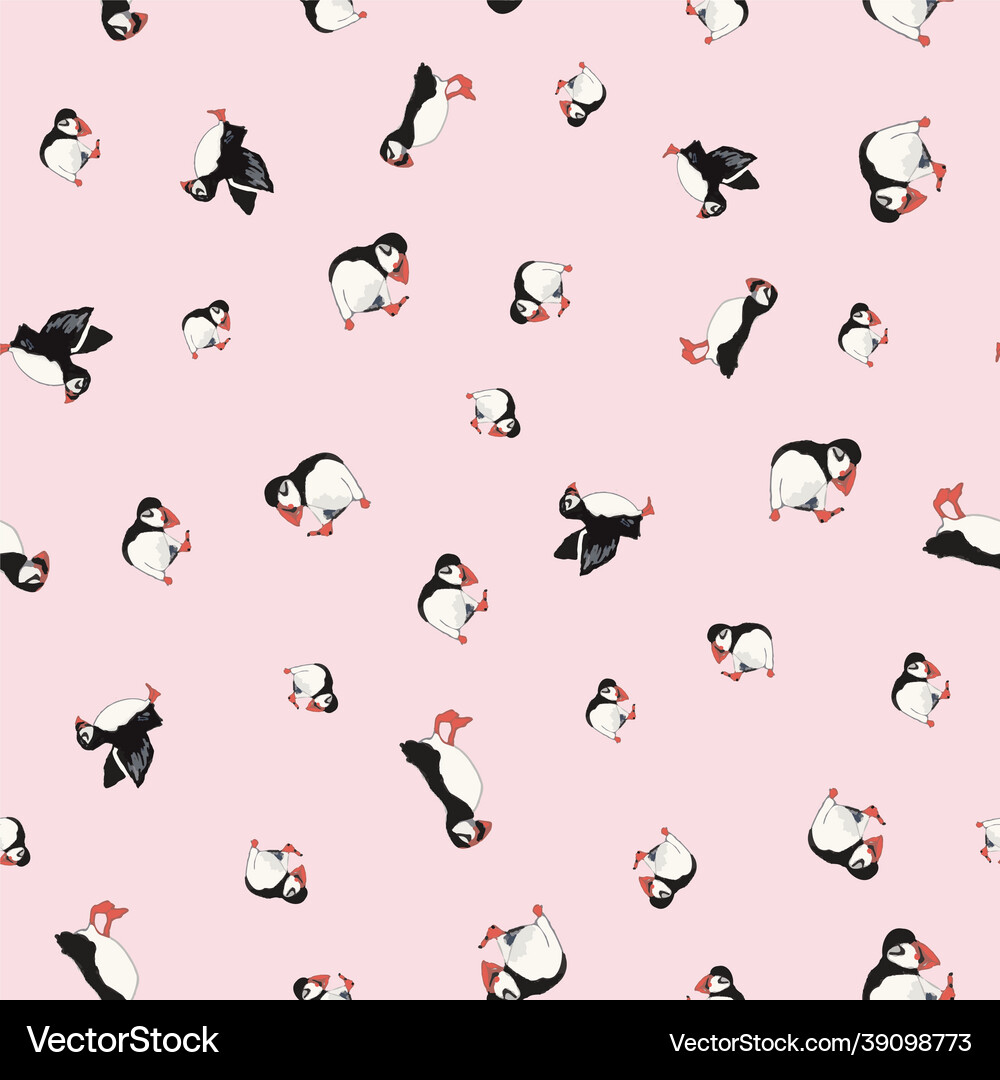 Pink background ocean seabird arctic birds Vector Image