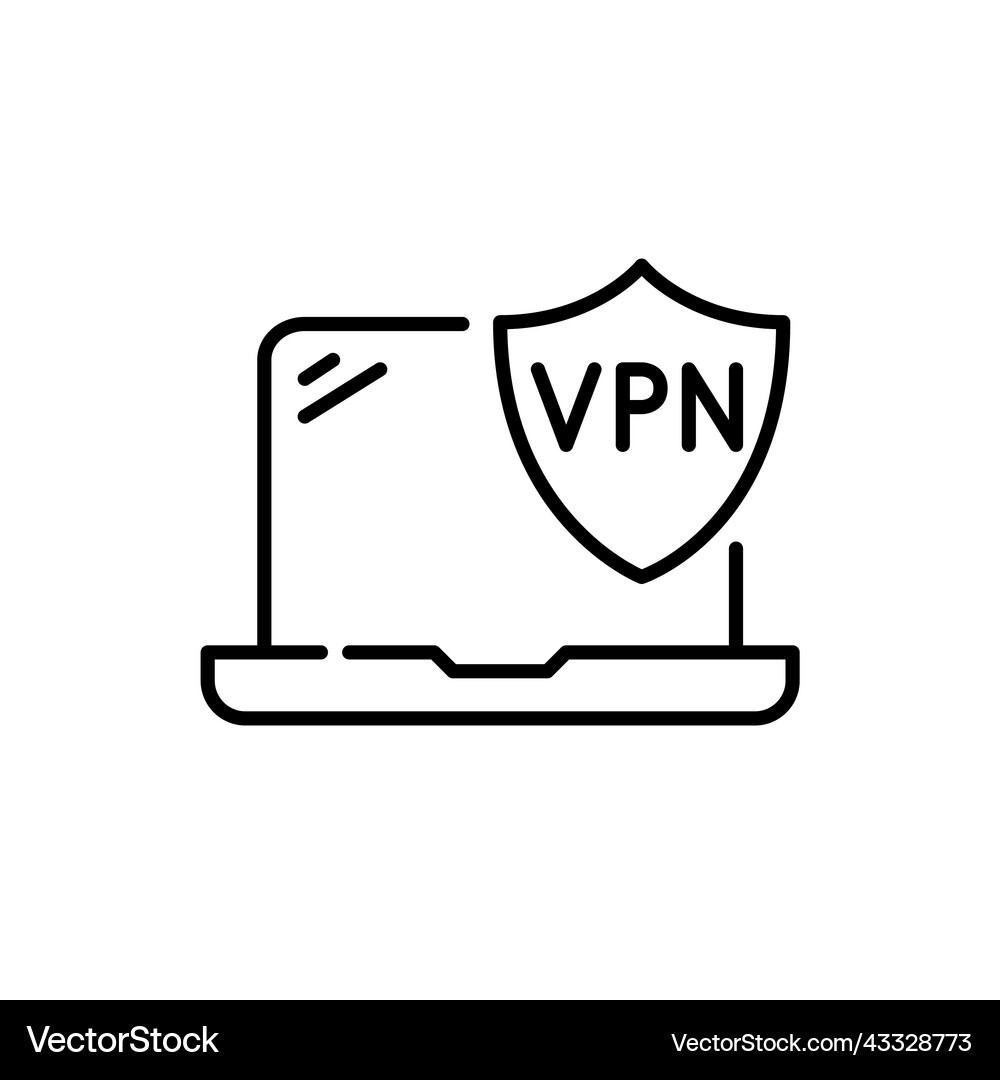 Secure vpn service used on a laptop pixel perfect Vector Image