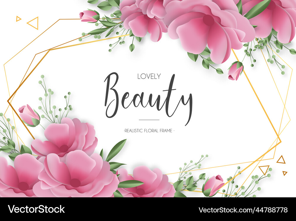 Beauty realistic floral frame design Royalty Free Vector