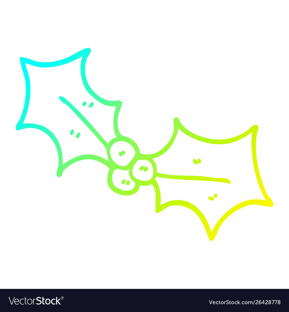 Cold gradient line drawing cartoon christmas holly Cold gradient line drawing cartoon christmas holly