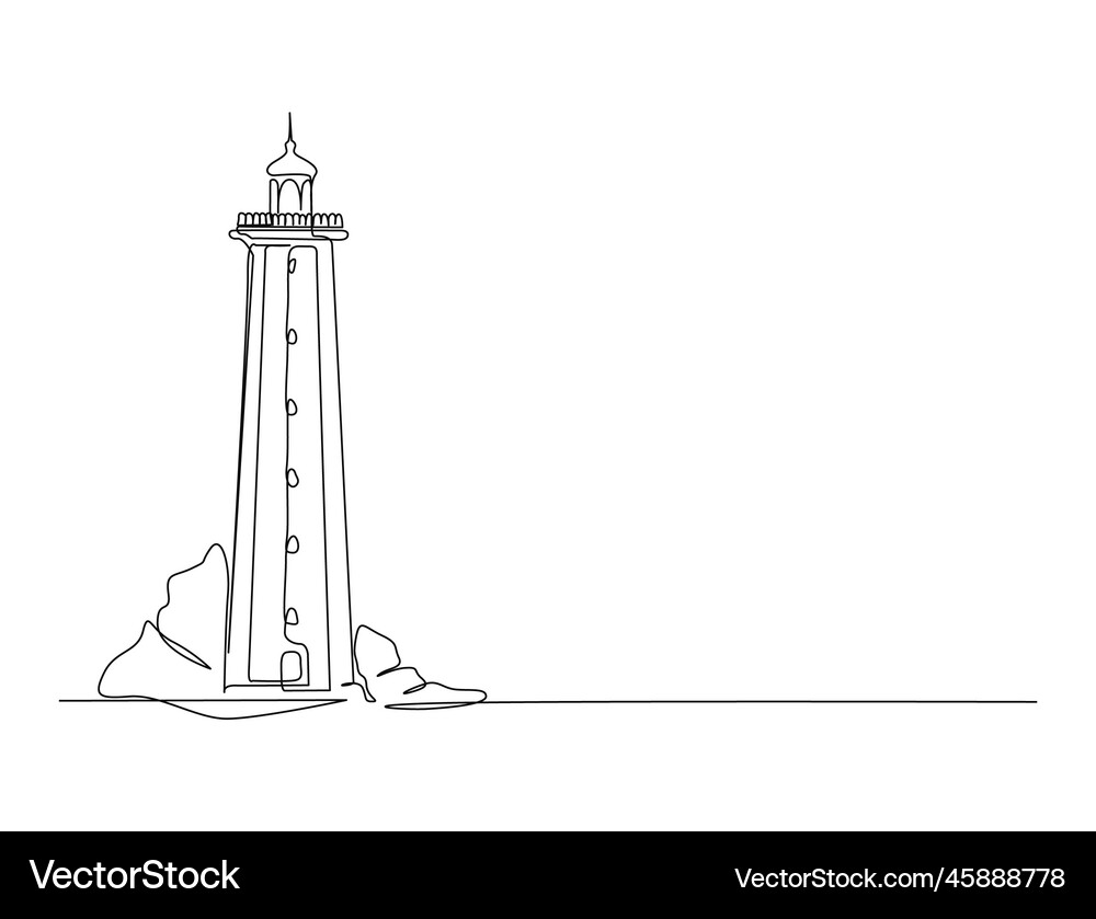 Continuous one line drawing of lighthouse tower Vector Image