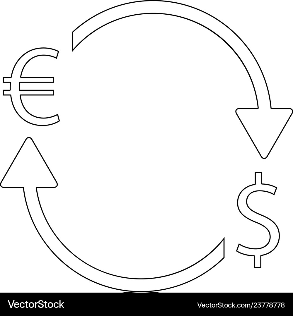 Euro dollar turnover arrows flat icon Royalty Free Vector