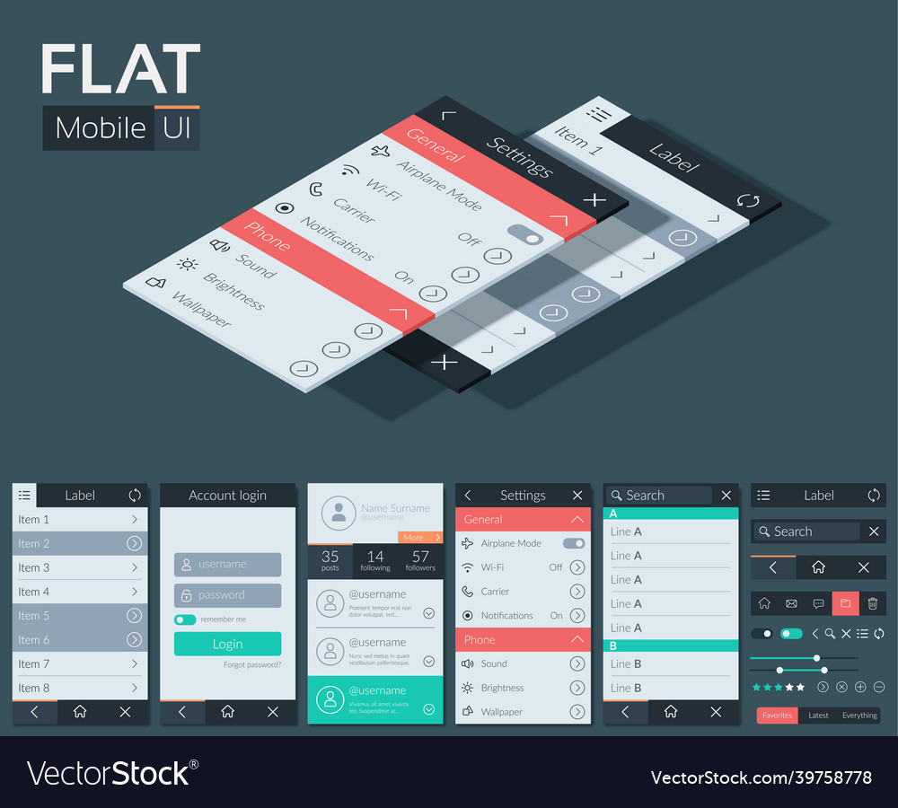 Flat user interface mobile design concept Vector Image