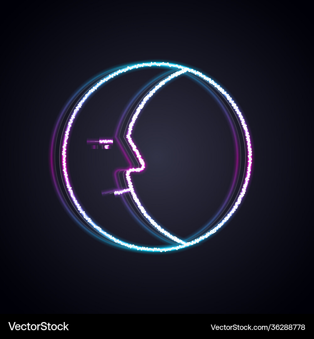 Glowing neon line moon icon isolated on black Vector Image