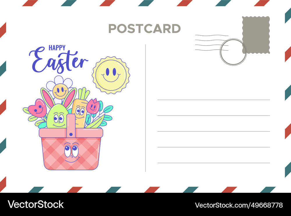Happy easter spring holiday retro groovy cartoon Vector Image