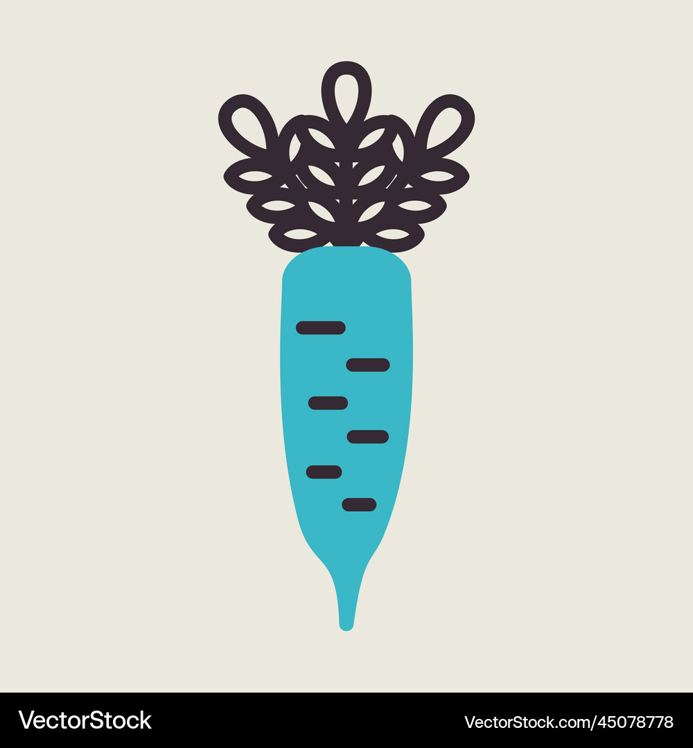 Japanese daikon radish with leaf icon Royalty Free Vector