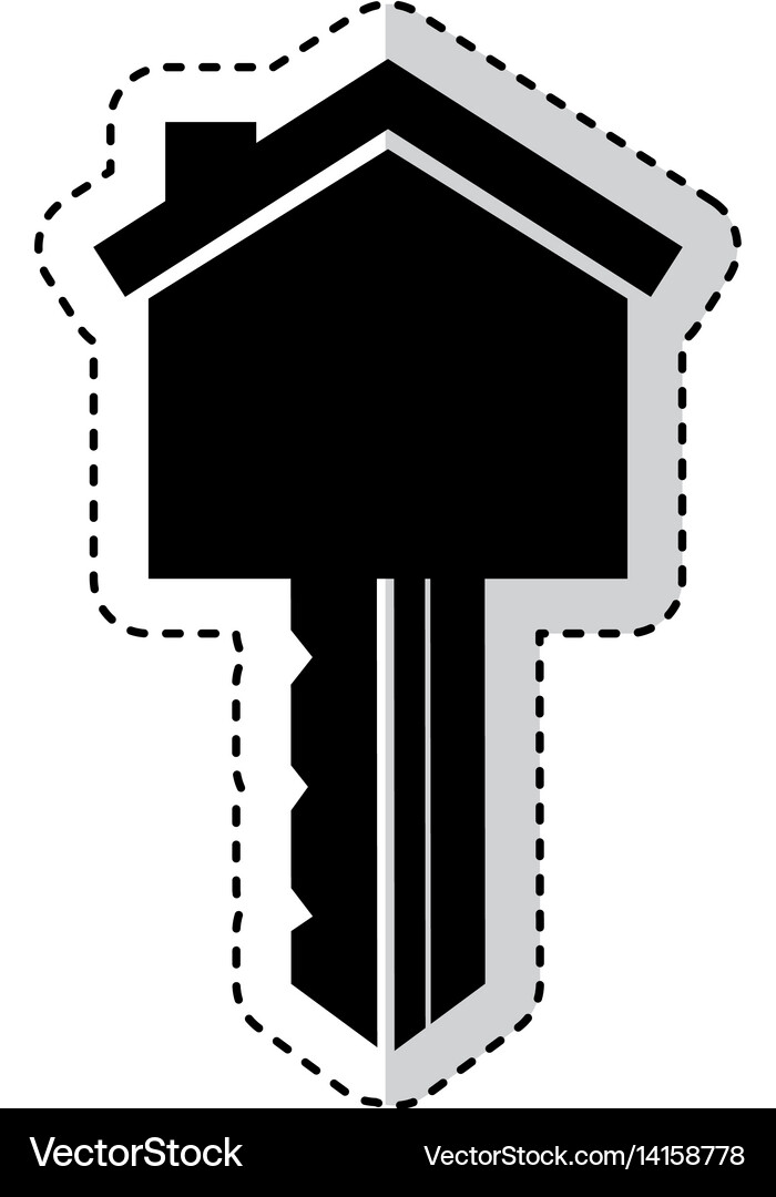 Key house silhouette isolated icon Royalty Free Vector Image