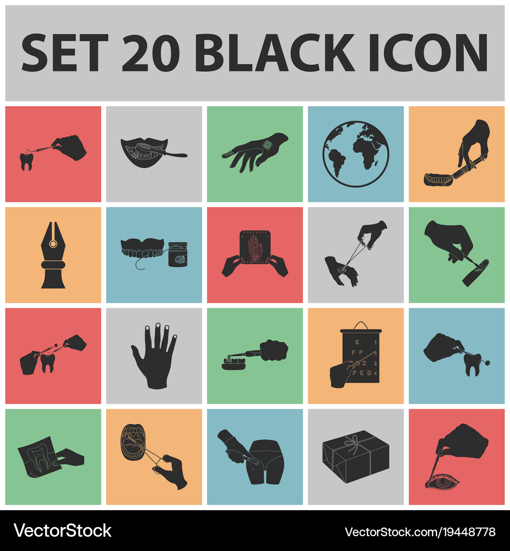 Manipulation by hands black icons in set Vector Image