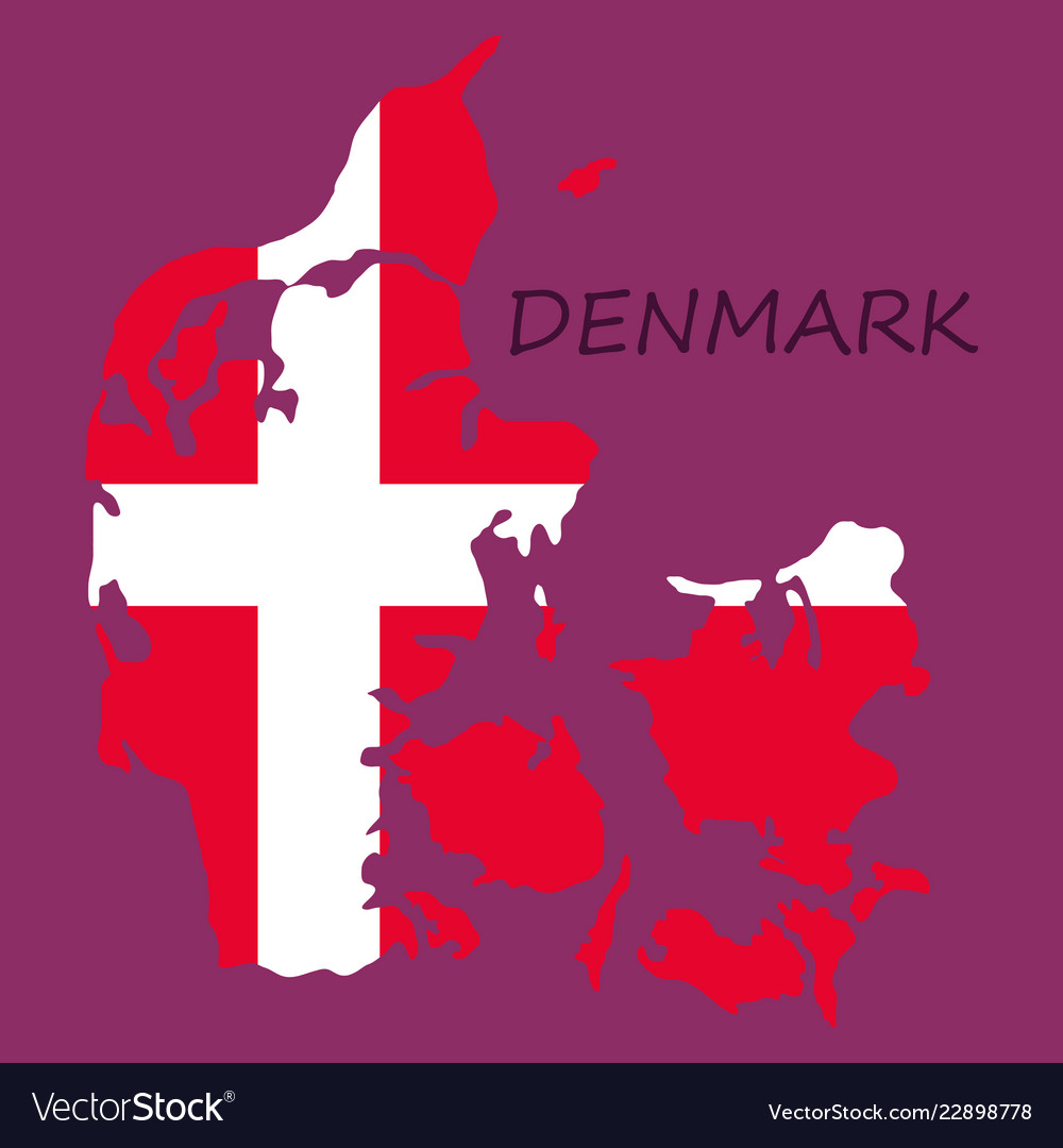 Map of denmark filled with flag the state Vector Image