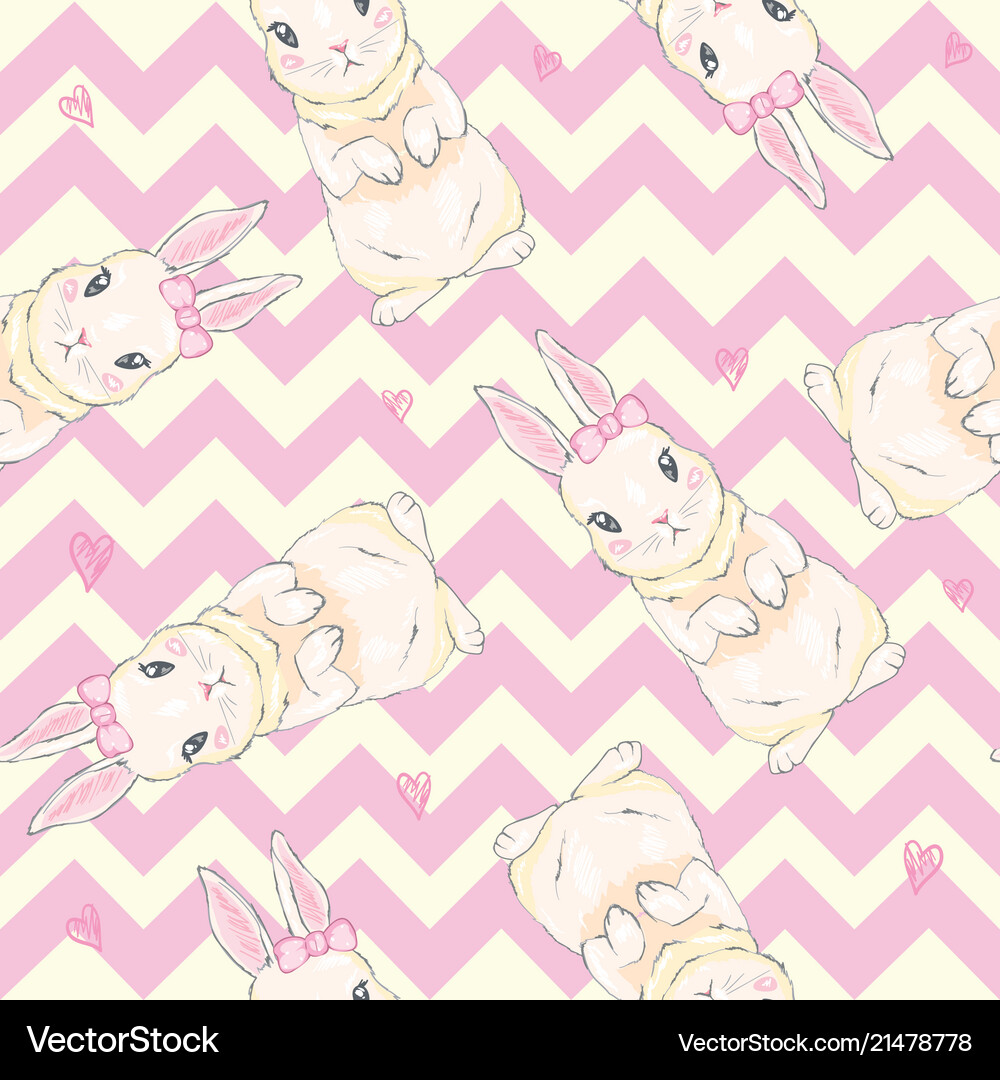 Seamless pattern with cute cartoon bunny baby Vector Image