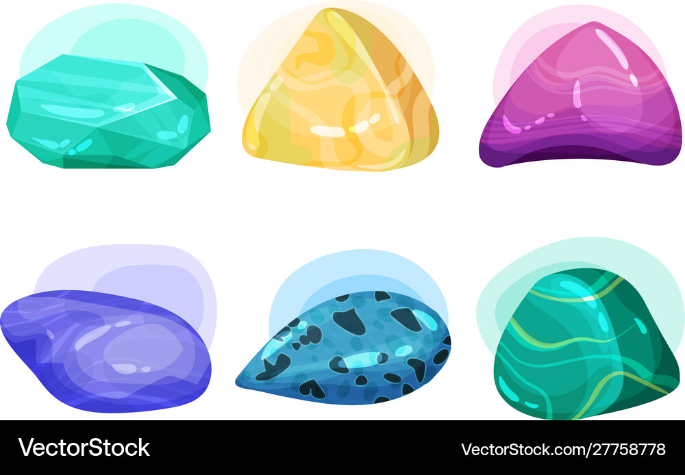 Set colorful stones different shapes Royalty Free Vector