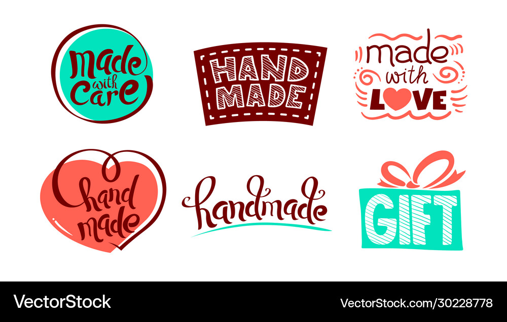 Set icons with handmade lettering made Royalty Free Vector