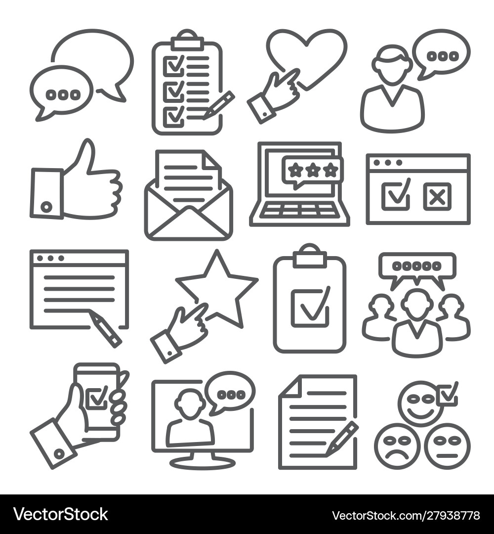 Survey line icons set on white background Vector Image