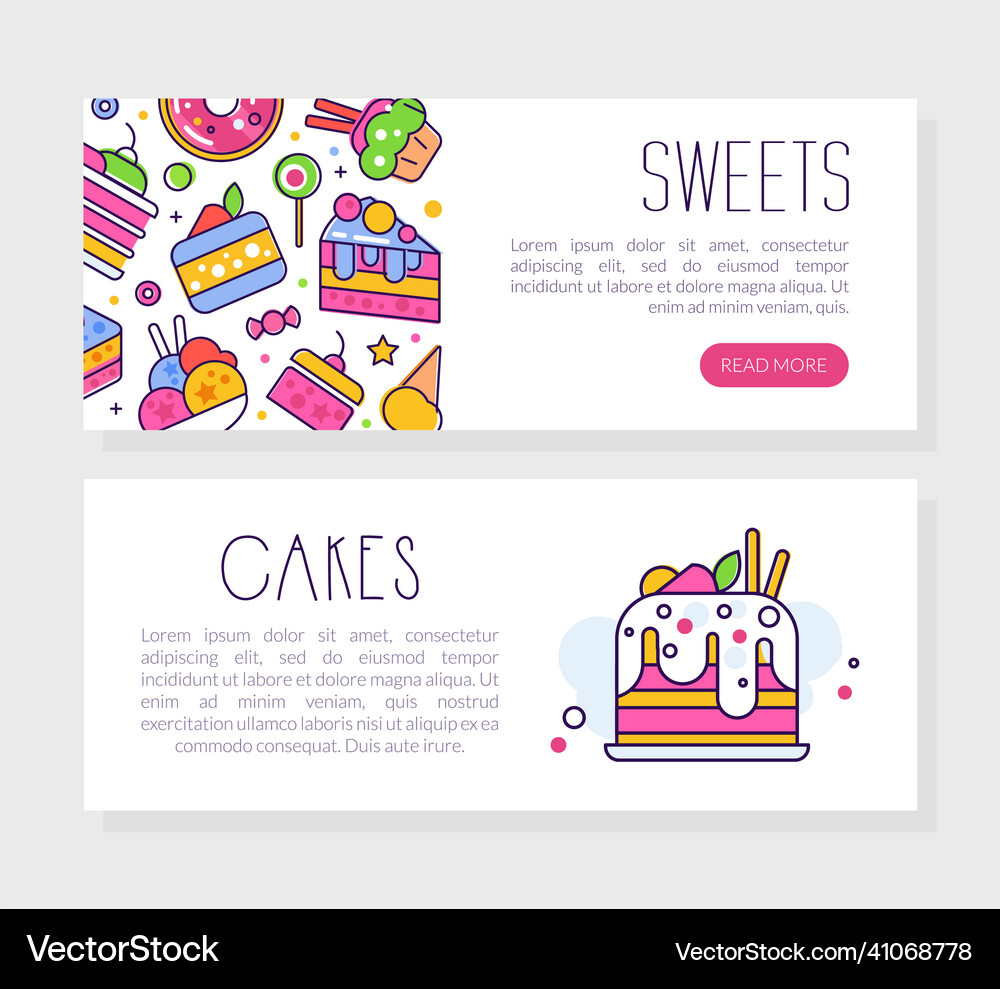 Sweets and cake dessert advertising banner Vector Image