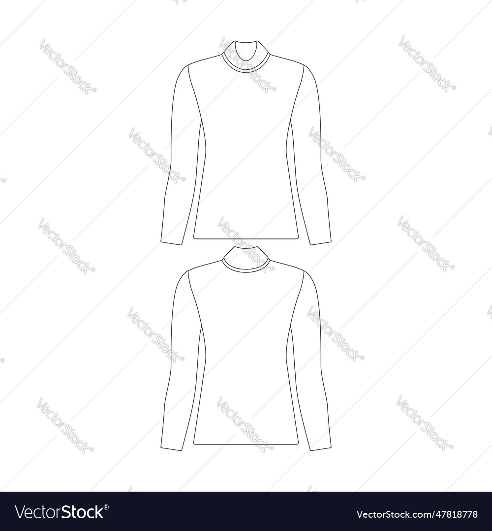 Template Turtleneck Long Sleeve T Shirt Women Vector Image