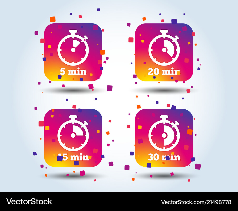 Timer icons five minutes stopwatch symbol Vector Image