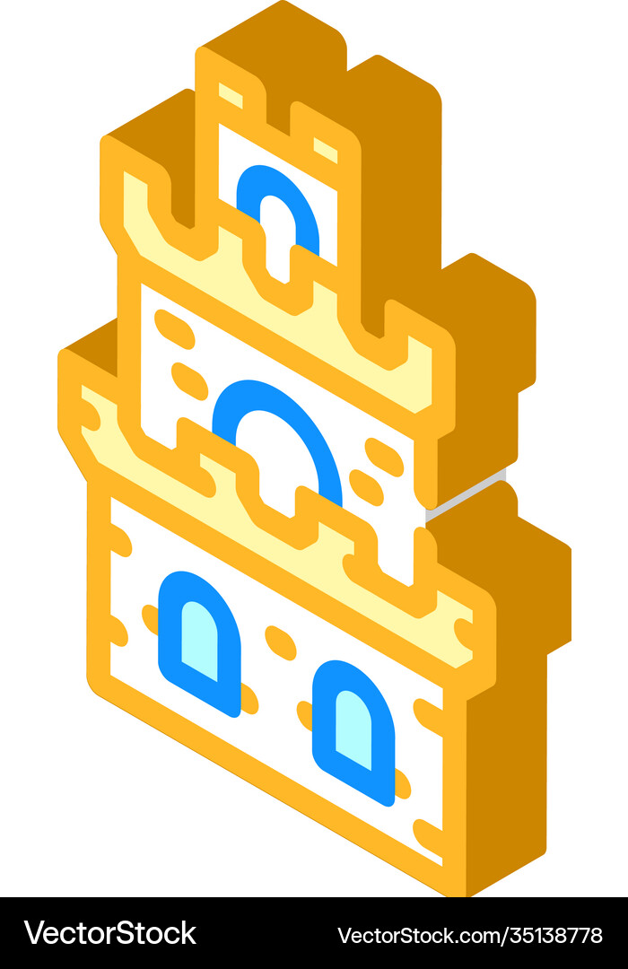 Tower building vintage castle isometric icon Vector Image