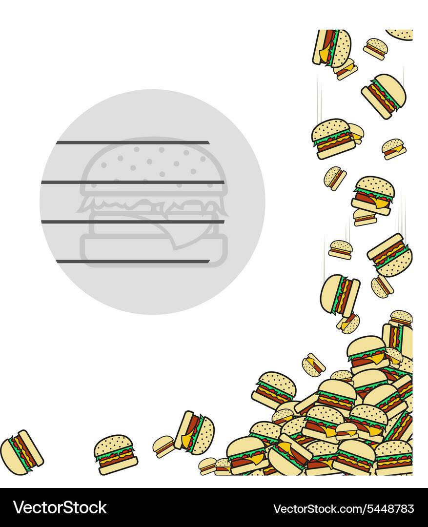 Background falling burgers for design cards Vector Image