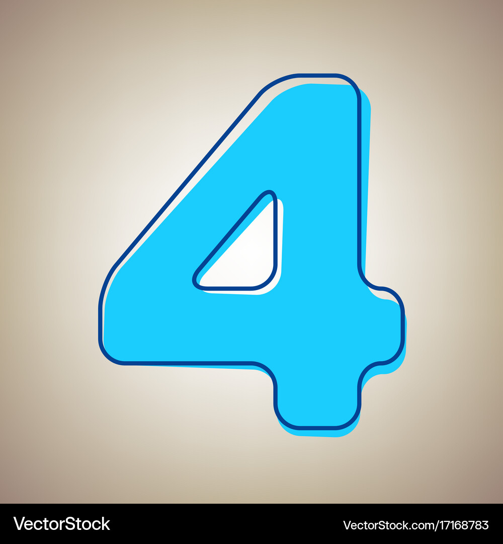 Blue Number Four Sign Icon Royalty Free Vector Image