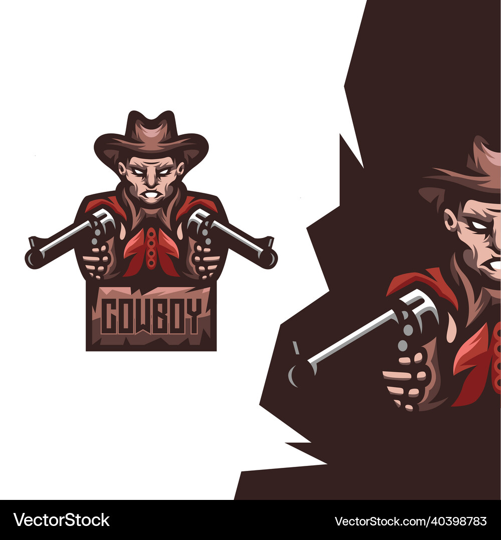 Cowboy gaming mascot logo design Royalty Free Vector Image