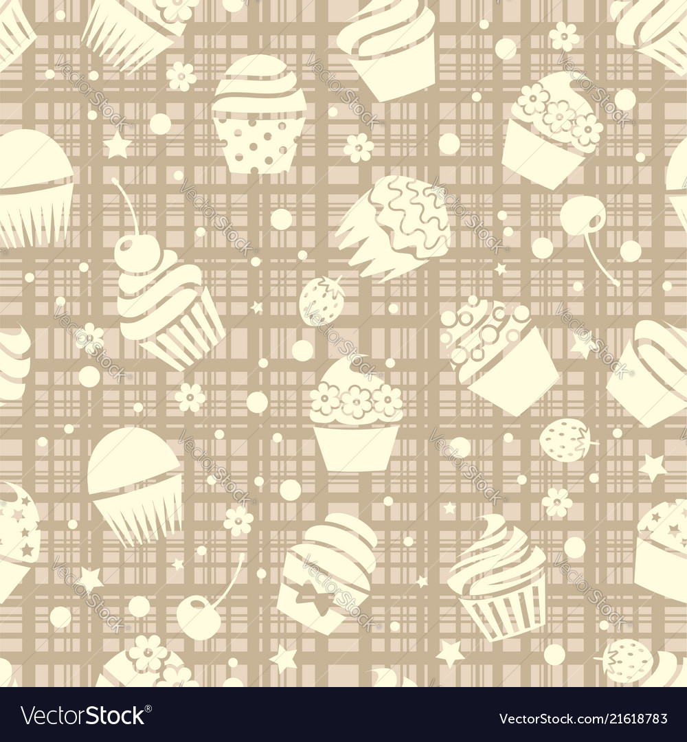 Cupcake seamless pattern with cupcakes Royalty Free Vector