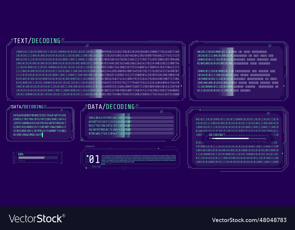 Data entry and text decoding on futuristic Vector Image