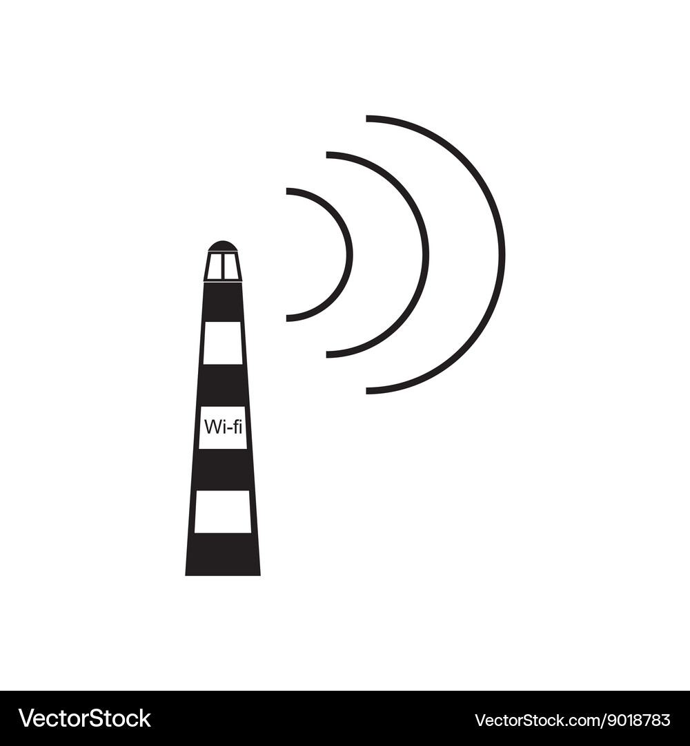 Flat icon in black and white mobile wi fi tower Vector Image