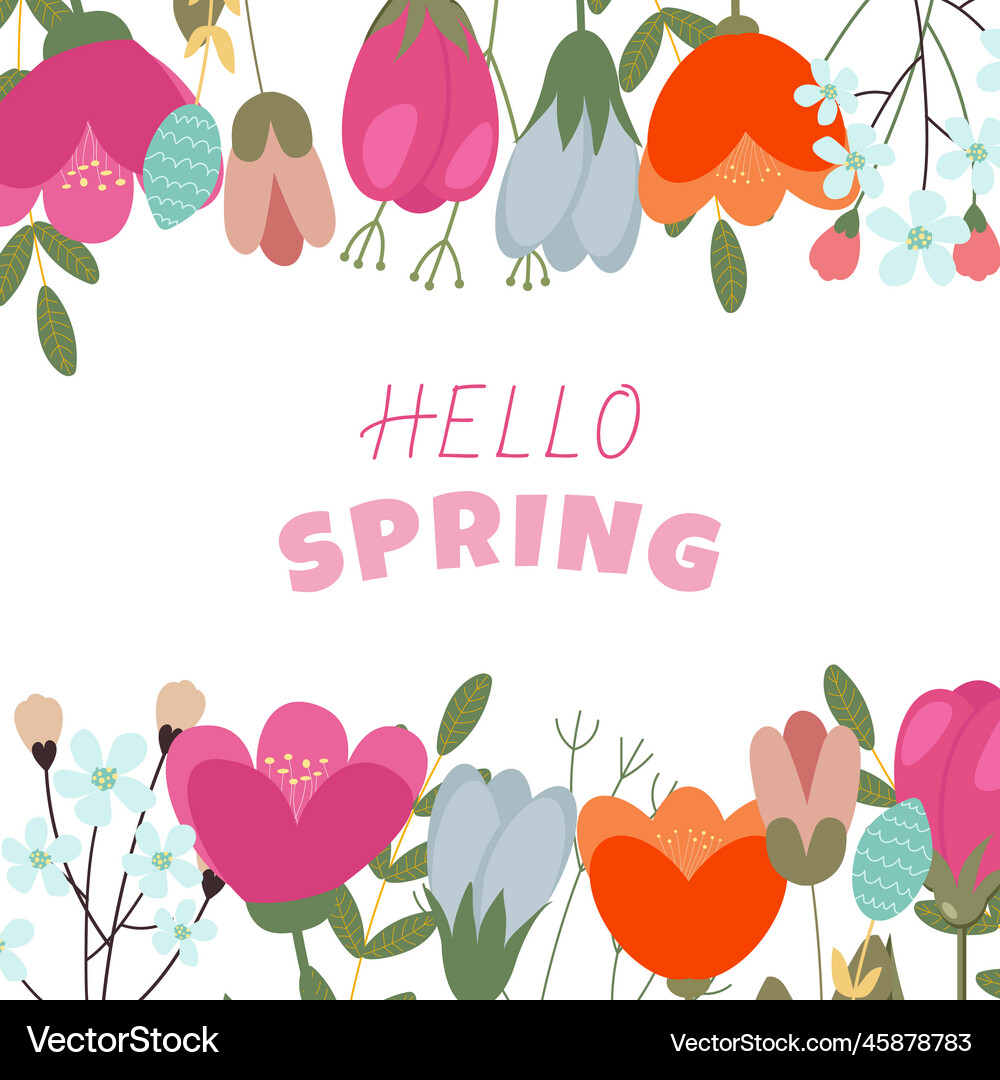 Hello spring banner happy spring day fashionable Vector Image
