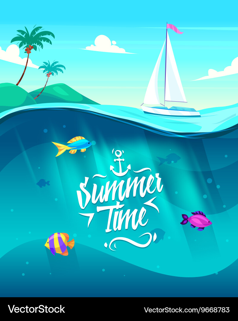 Holidays sea view islands and ship Royalty Free Vector Image
