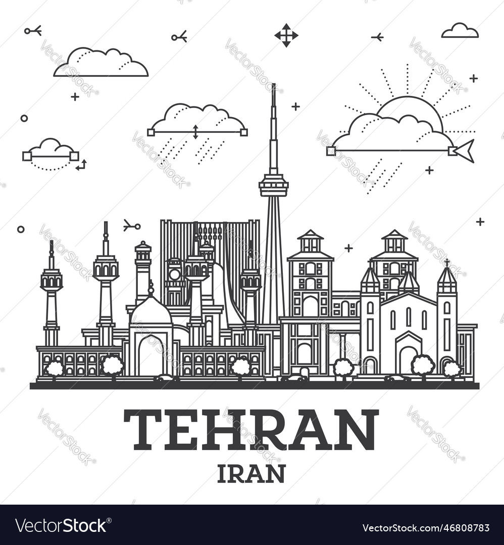 Outline tehran iran city skyline with modern Vector Image