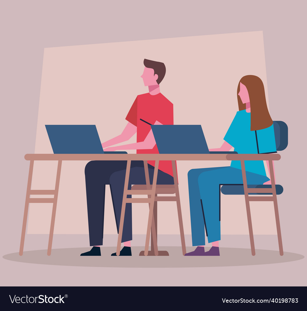 People in workspace Royalty Free Vector Image - VectorStock