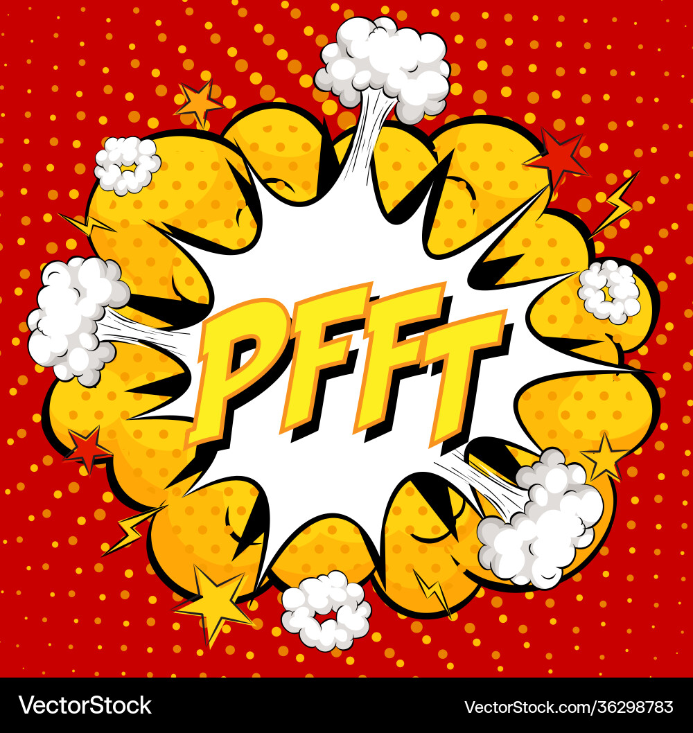 Pfft text on comic cloud explosion red Royalty Free Vector