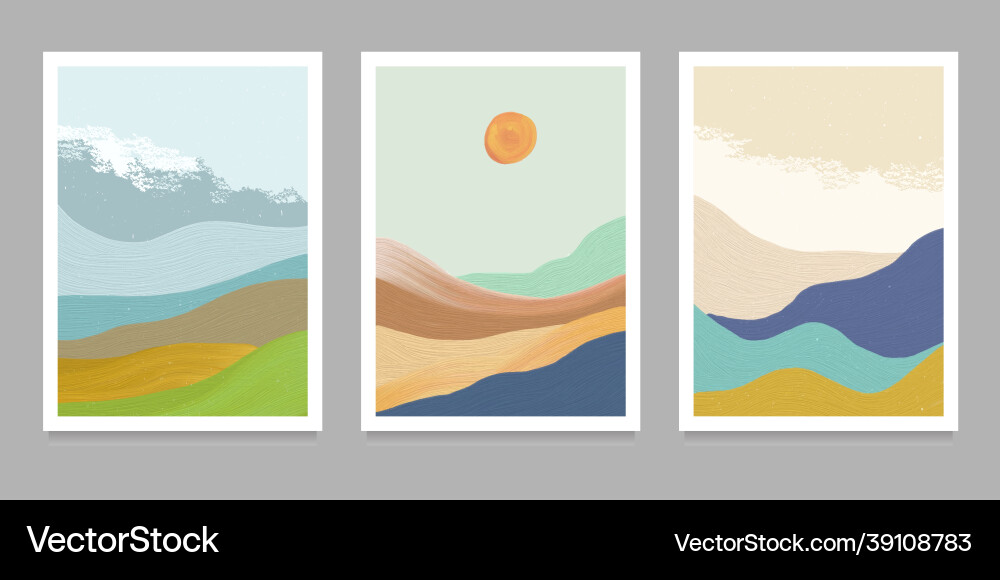 Set of creative minimalist hand painted mid Vector Image