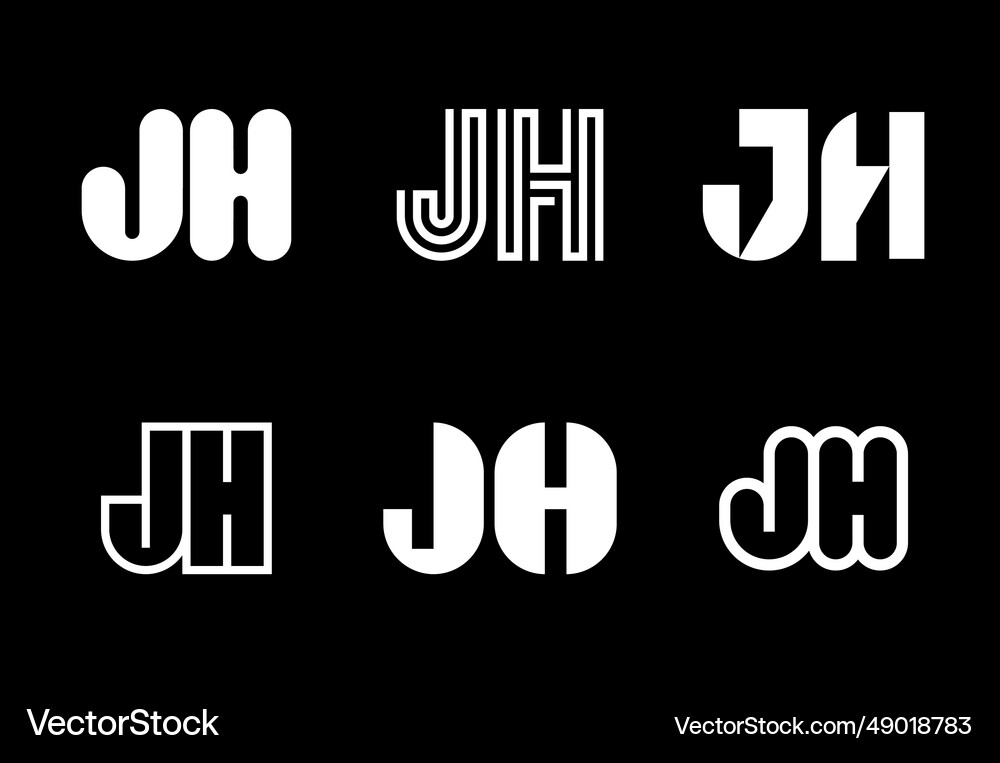 Set of letter jh logos Royalty Free Vector Image