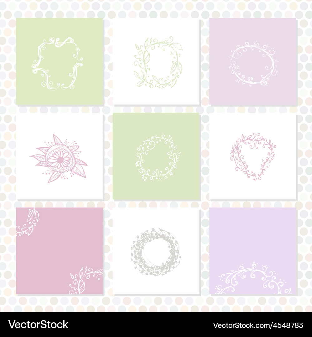 Set of square cards Sketch frames hand-drawn Vector Image