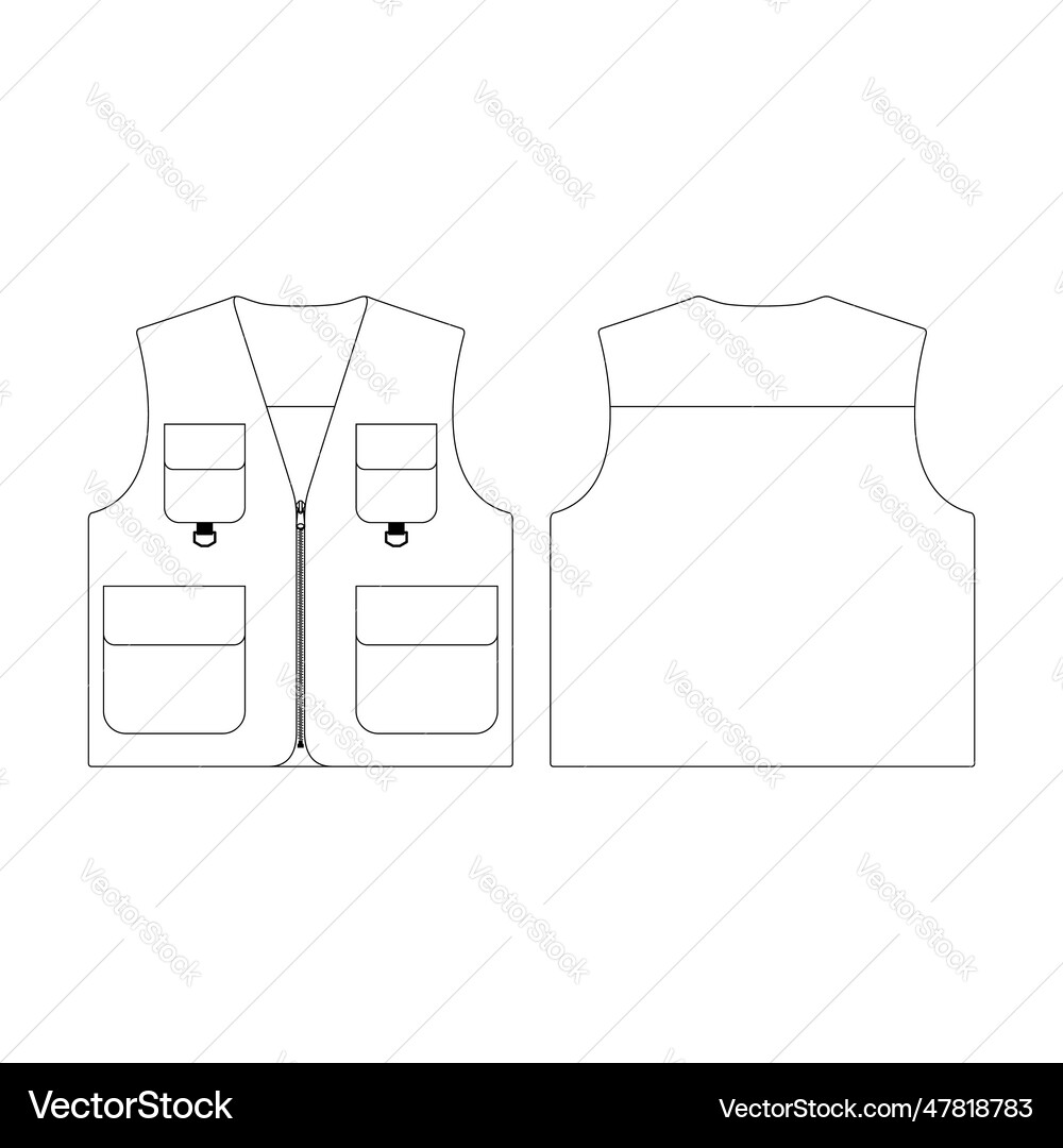 Template vest flat design outline clothing Vector Image