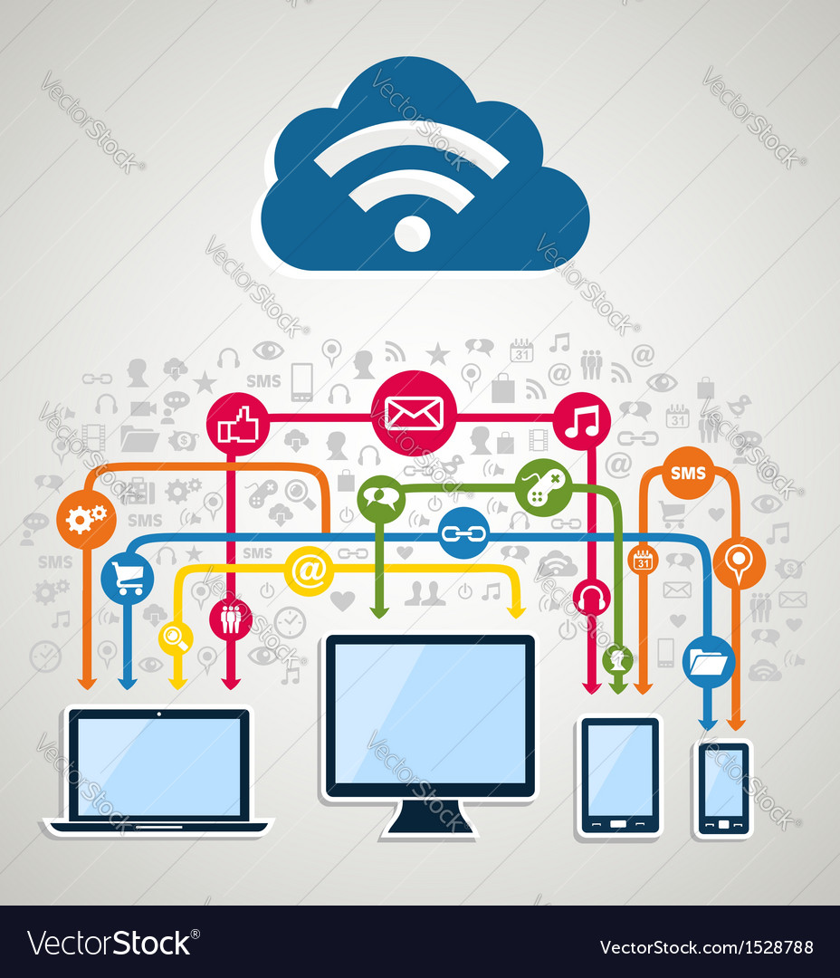 Cloud computing network Royalty Free Vector Image