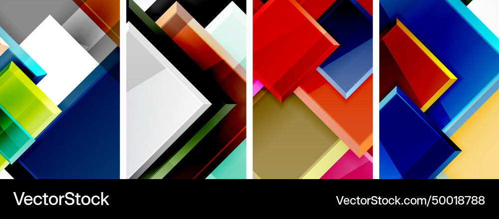 Color glass glossy square composition poster set Vector Image