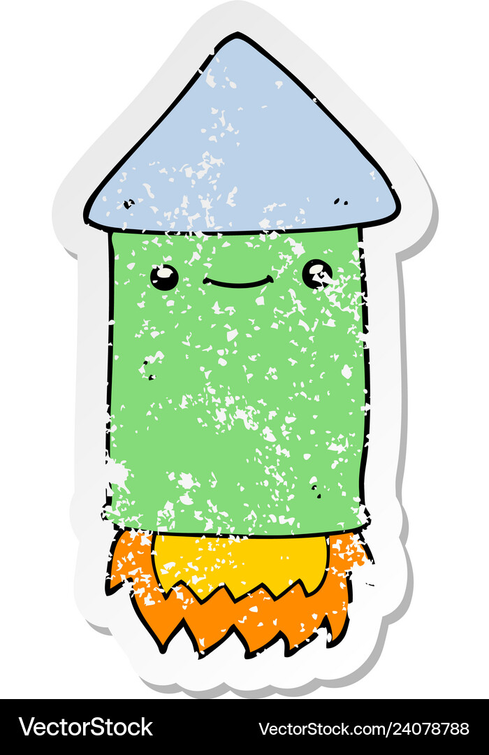 Distressed sticker of a cartoon firework Vector Image