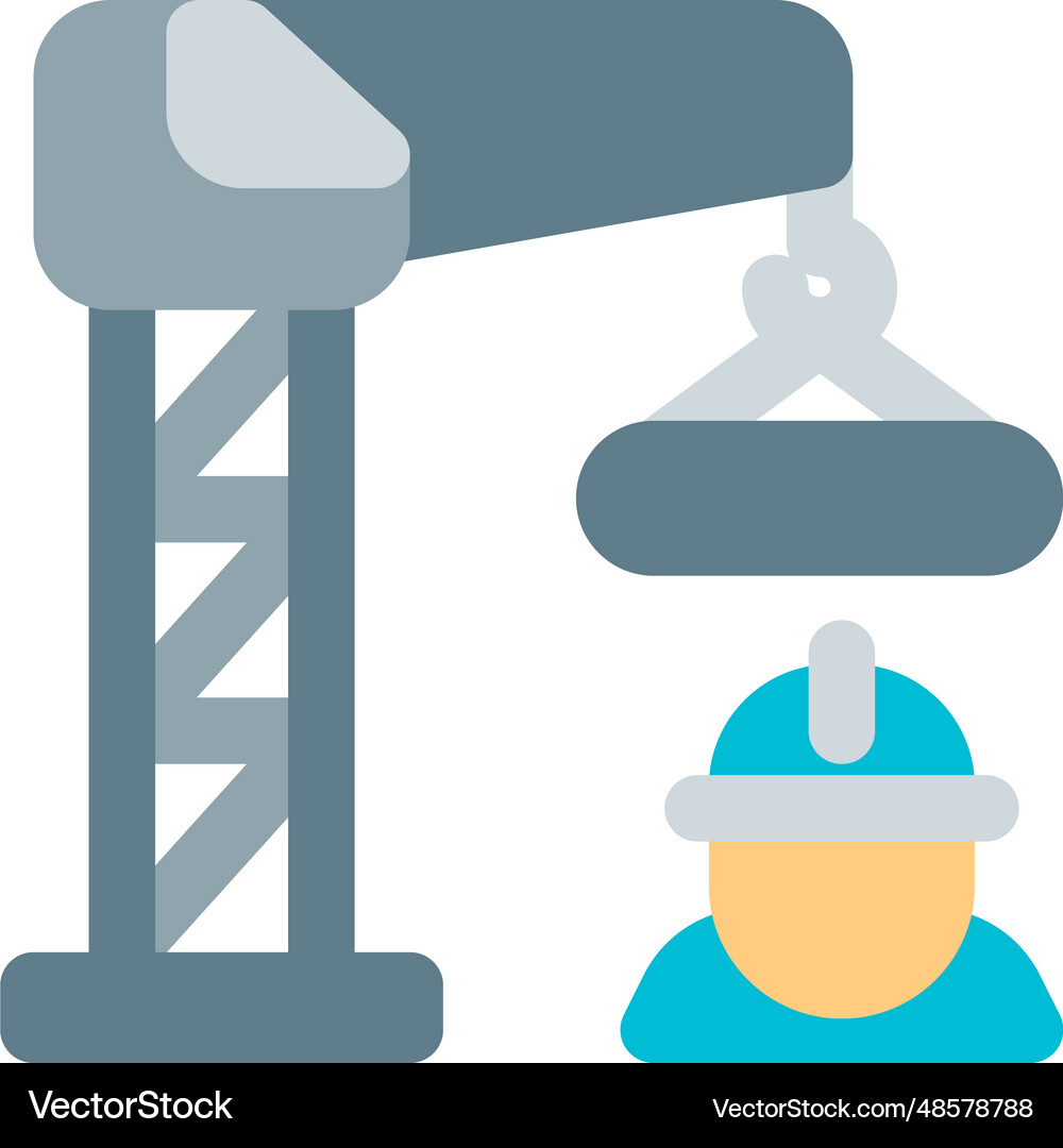 Employee operating hoisting device in factory Vector Image