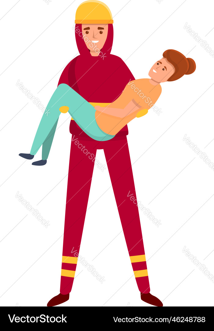 Firefighter save person icon cartoon Royalty Free Vector