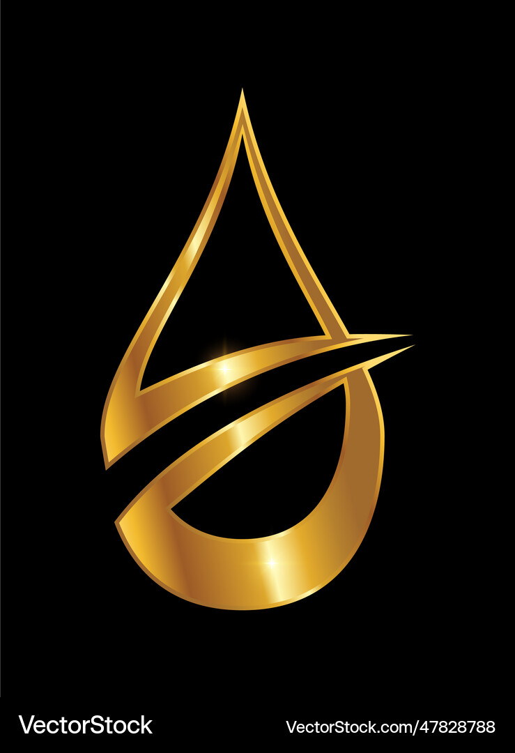 Golden oil drop logo Royalty Free Vector Image