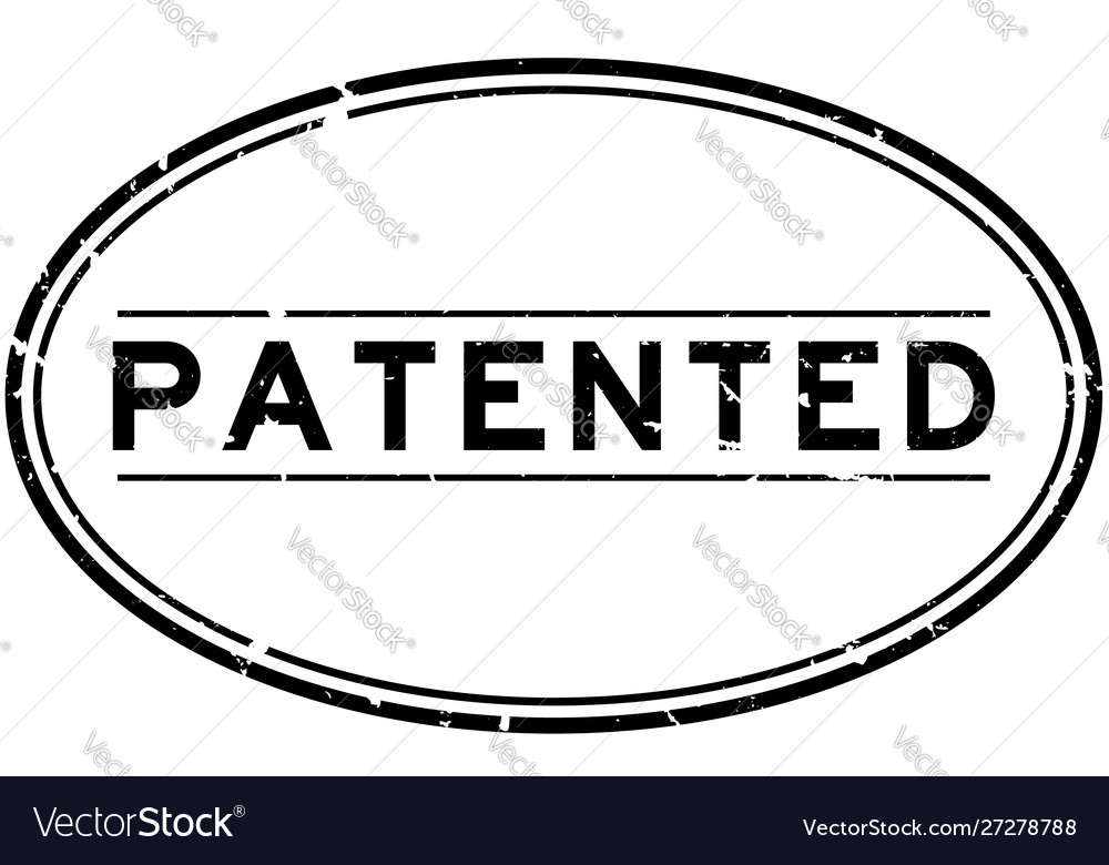 Grunge black patented word oval rubber seal stamp Vector Image