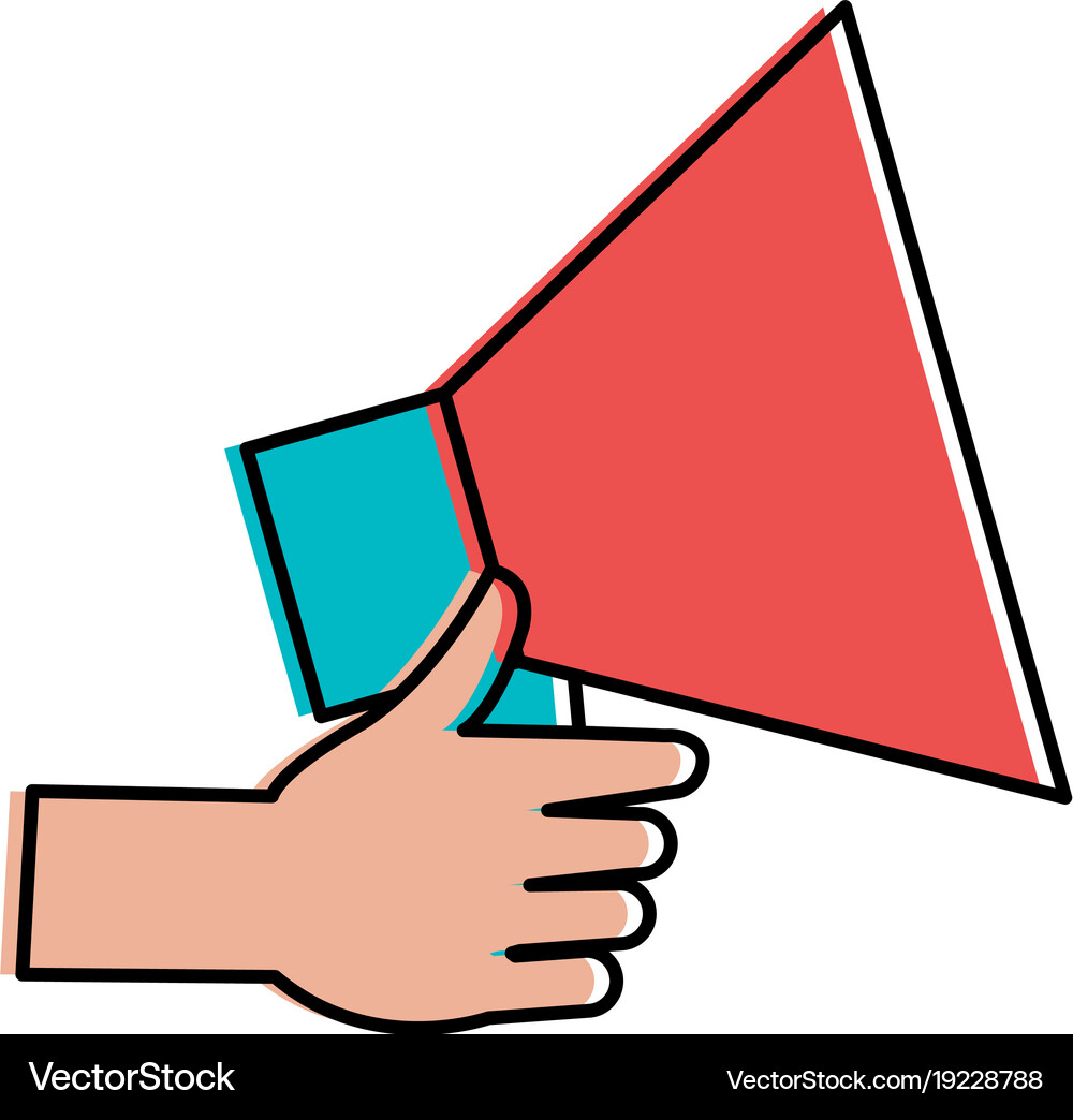 Hand with megaphone sound isolated icon Royalty Free Vector