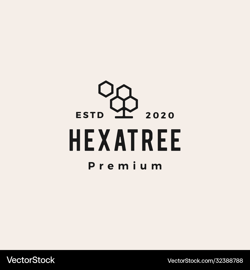 Hexagon tree hipster vintage logo icon Royalty Free Vector