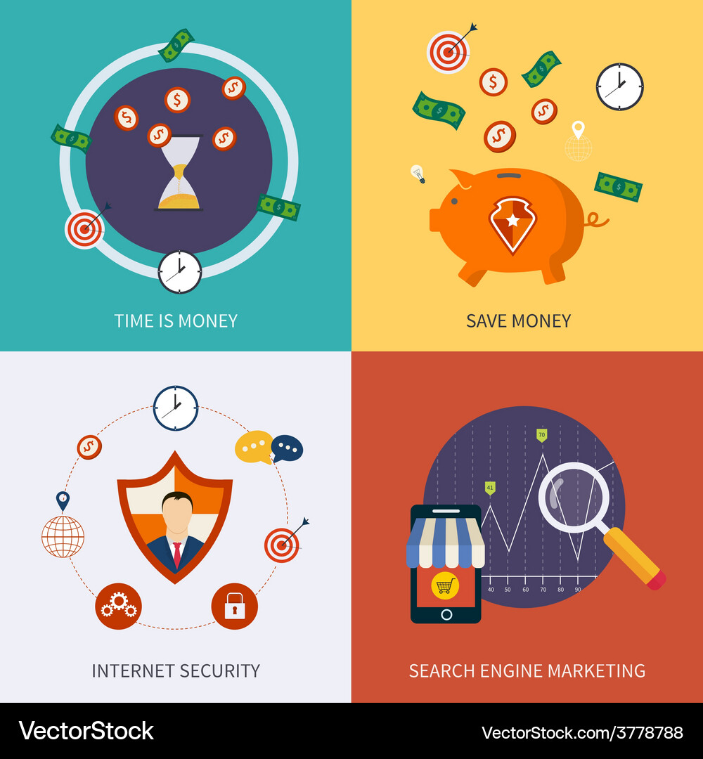 Icons for time is money Royalty Free Vector Image
