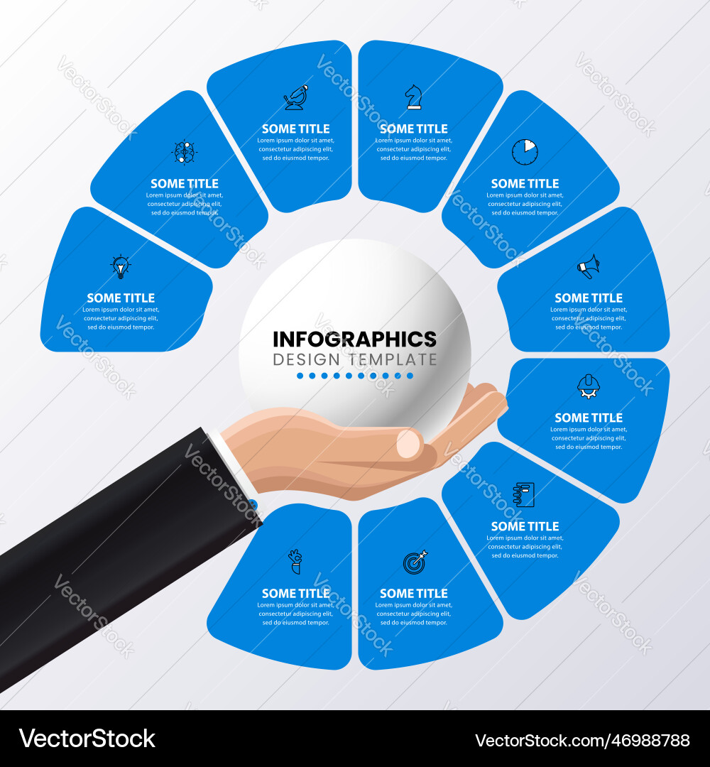 Infographic templates hand with circle in the Vector Image