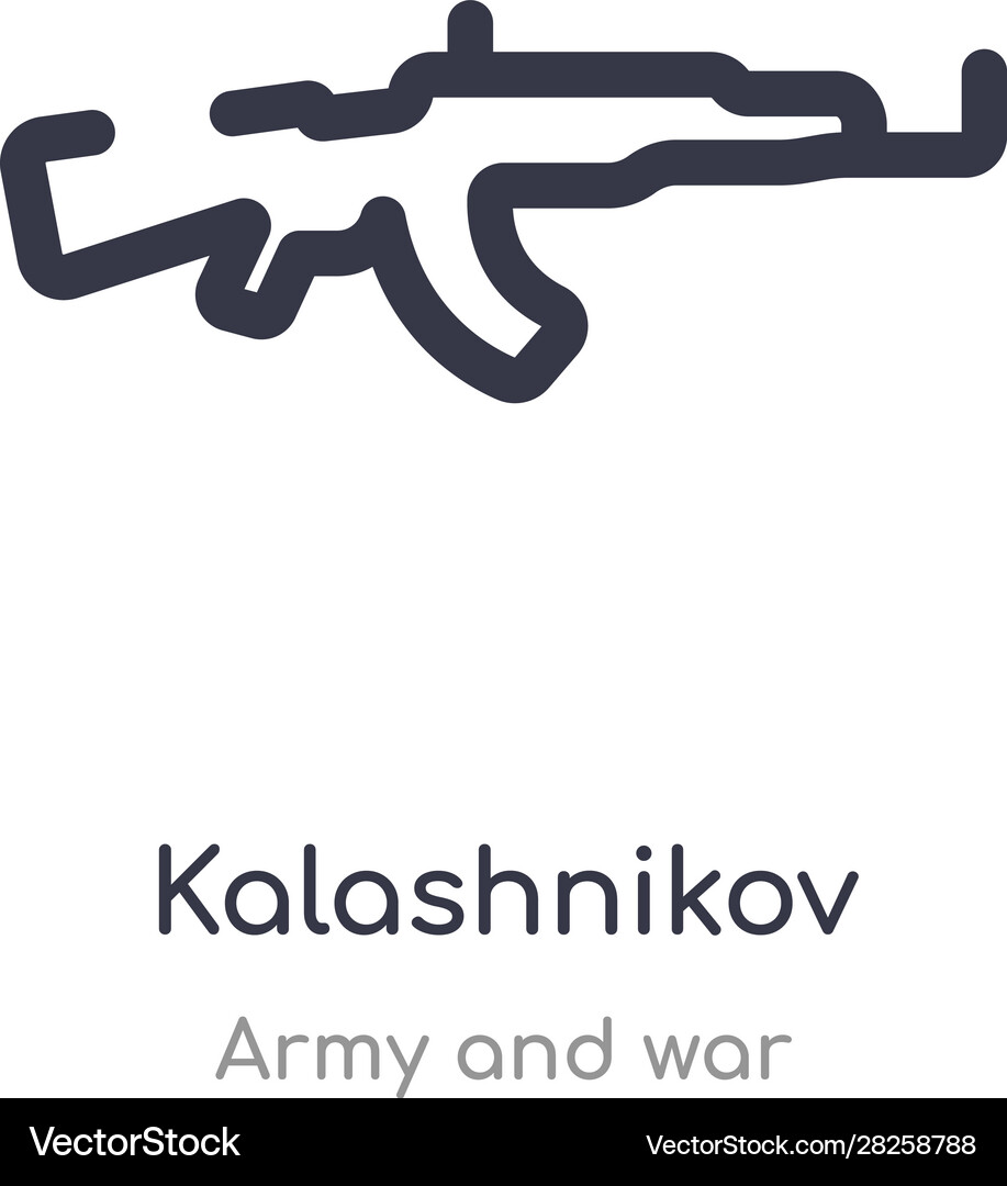Kalashnikov outline icon isolated line from army Vector Image