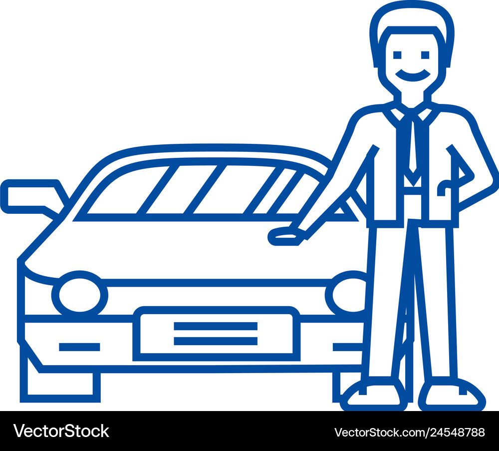 Man with new carauto line icon concept Royalty Free Vector