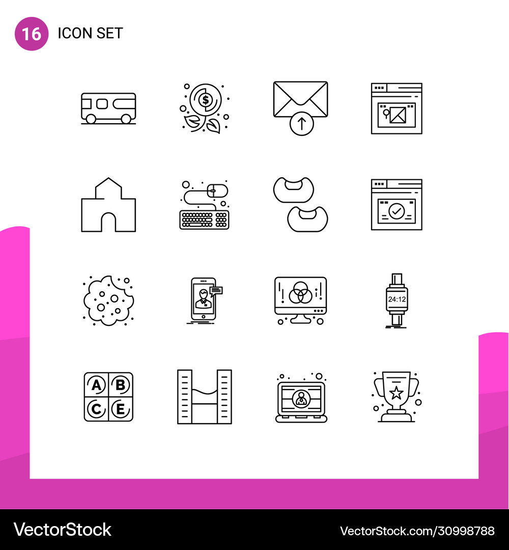 Modern set 16 outlines and symbols Royalty Free Vector Image